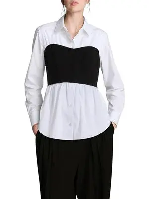 KENNETH COLE Bustier Poplin Shirt - Pure White