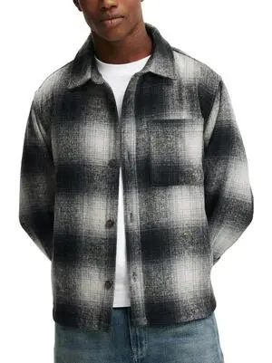 COTTON ON Boxy Overshirt Black Shadow Check