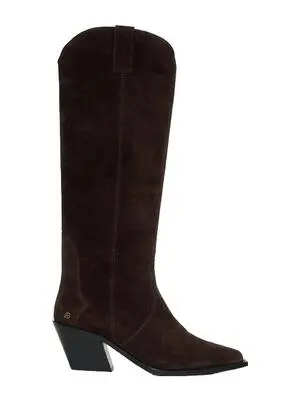 ANINE BING Tania Tall Suede Boots - Dark Brown Suede