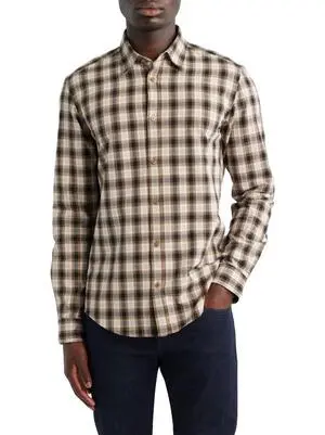 BOSS Roan Slim Fit Plaid Cotton Button-up Shirt - Medium Beige