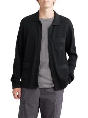 DARK SEAS Delano Cotton Thermal Button-up Shirt Black