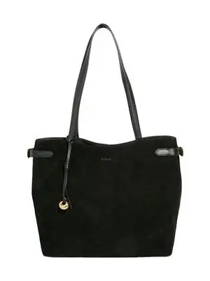 AIMEE Gramercy Leather Tote - Black Suede