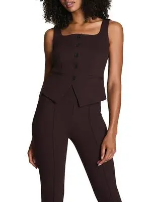 Spanx Ponte Button-up Vest - Truffle Brown