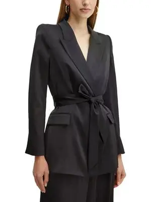 IVY OAK Satin Blazer With Belted Waist - Black