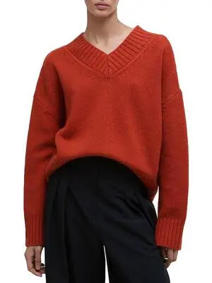 Barbour Antonia Merino Wool V-neck Sweater - Burnt Orange