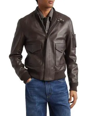 Dolce & Gabbana Plongé Leather Bomber Jacket - M1213 Marrone