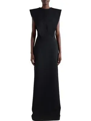 Givenchy Structured Wool Blend Crepe Evening Gown - Black