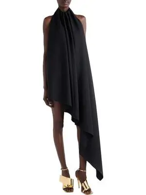 Givenchy Wool Asymmetric Halter Dress - Black