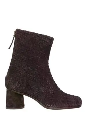 STUDIO CHOFAKIAN 60mm Woven Leather Ankle Boots - Brown