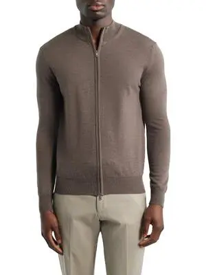 AURELIEN Cashwool® Full Zip Sweater Ash Grey