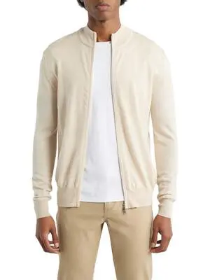 AURELIEN Cashwool® Full Zip Sweater Light Beige