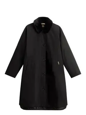 Woolrich Button-fastening Coat With Faux-fur Collar - Black