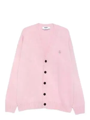 MSGM Rose-embellished Buttoned Cardigan - Pink