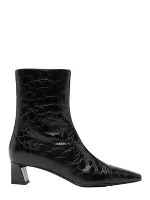 GIUSEPPE ZANOTTI Crocodile-effect Block-heel Boots - Black