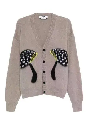 MSGM Mushroom-embellished Cardigan - Neutrals