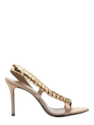GIUSEPPE ZANOTTI 105mm Chain-embellished Slingback Sandals - Neutrals