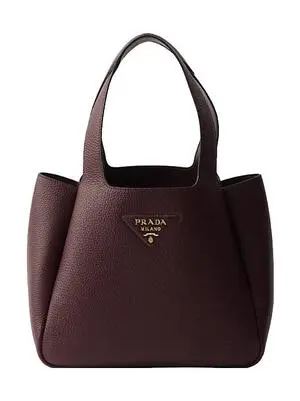 Prada Small Leather Tote Bag - Burgundy