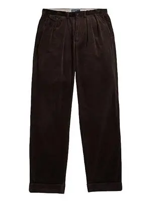 Ralph Lauren Wide-leg Pleated Cotton-corduroy Trousers - Brown