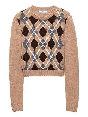 Prada Jacquard-knit Cashmere Jumper - Brown