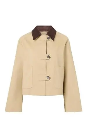 Whistles Cropped Stretch-cotton Jacket - Cream