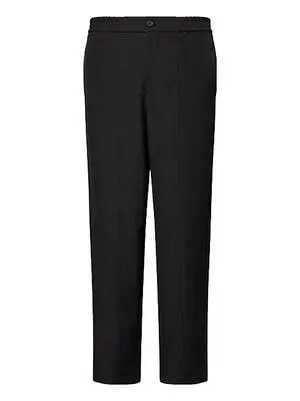 Emporio Armani Flat Front Wool Trousers - Black Beauty
