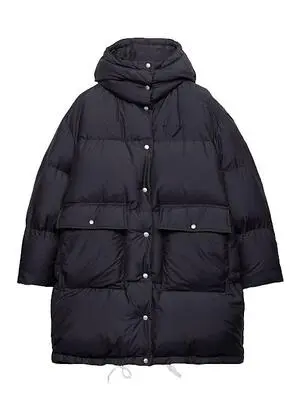 Prada Oversized Hooded Shell-down Parka Coat - Blue