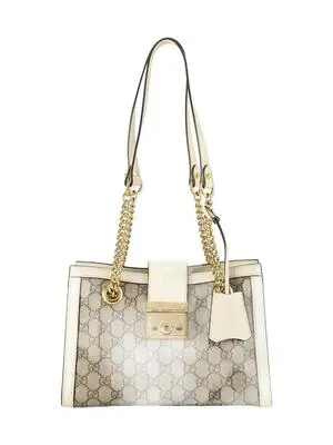 Gucci Gg Supreme Padlock Tote - White