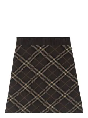 Burberry Check Wool Cashmere Skirt - Truffle Brown