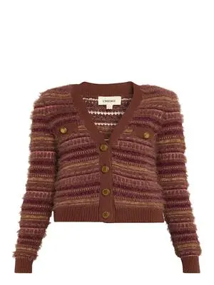 L'Agence Ariadne Mixed Stripe Cardigan - Natural Mauve Multi