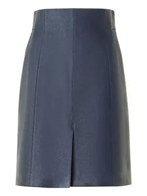 AKRIS Lamb Nappa Leather A-Line Skirt