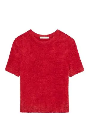 Helmut Lang Cropped Eyelash Knit Tee - Red - N00