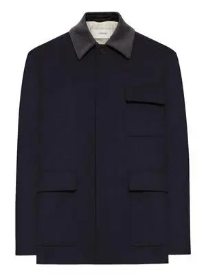 LARDINI Notched Lapel Coat - Blue