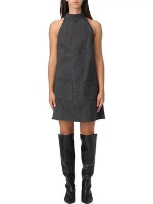 COURREGES Sleeveless High Neck Dress With Pockets - Black
