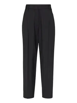 Brunello Cucinelli Tropical Luxury Wool Slouchy Trousers - Black