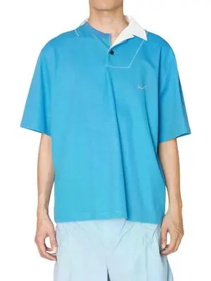 Kolor Contrast-collar Short-sleeve Polo Shirt - Blue