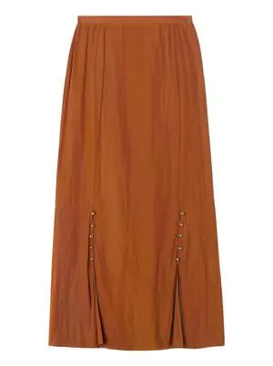 LANVIN Pleated Skirt With Button Detail - Orange