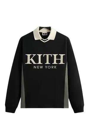 Kith Pique Long Sleeve Tap Polo Shirt - Black