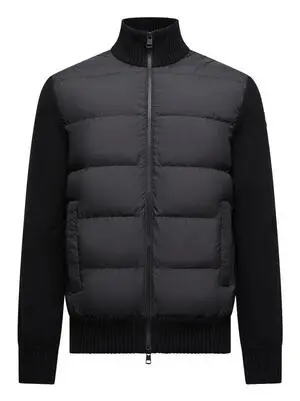 Moncler Padded Wool Zip-up Cardigan - Black