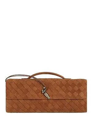 Bottega Veneta Andiamo Suede Clutch Amber Suede
