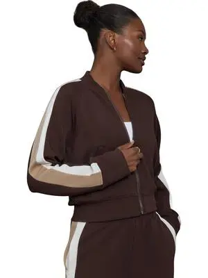 Carbon38 Bomber Jacket With Contrast Stripe - Chocolate Torte