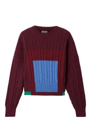 Loewe Layered Cable-knit Wool Sweater - Burgundy
