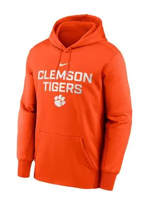 Nike Clemson Team Stacked Therma College Pullover Hoodie - Orange