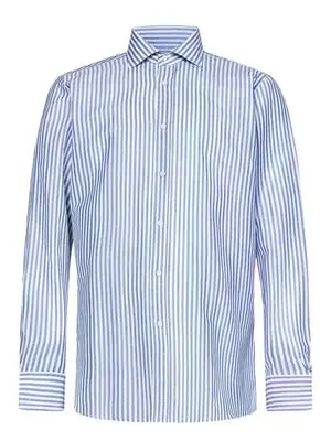 FRANZESE COLLECTION Spread-collar Striped Shirt - Blue