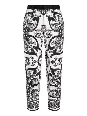 Dolce & Gabbana Maiolica-print Trousers - White