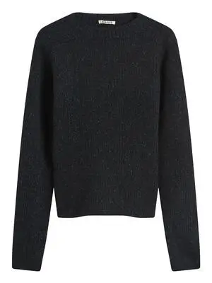 Auralee Cashmere Melange Knit Pullover - Top Navy Black