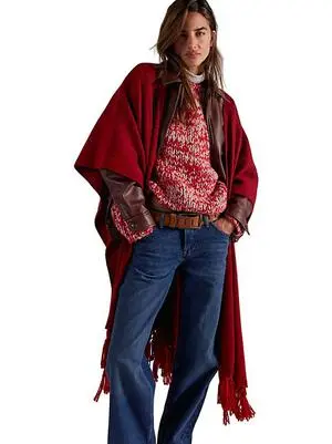 Free People Blanket Duster Wrap - Deep Red