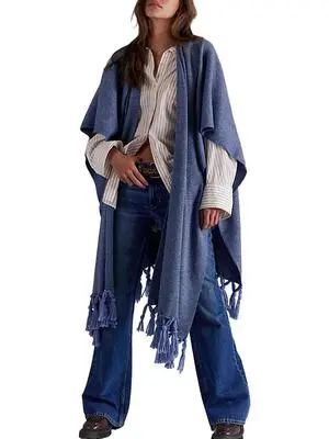 Free People Blanket Duster Wrap - Denim Blue