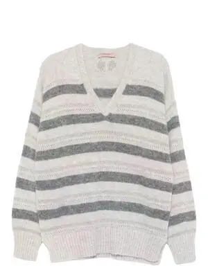 TWINSET Striped V-Neck Sweater