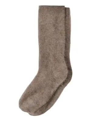 LISA YANG STORE Brushed Cashmere Socks - Truffle