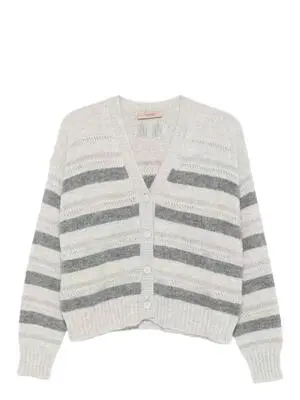 TWINSET Striped Cardigan - Grey